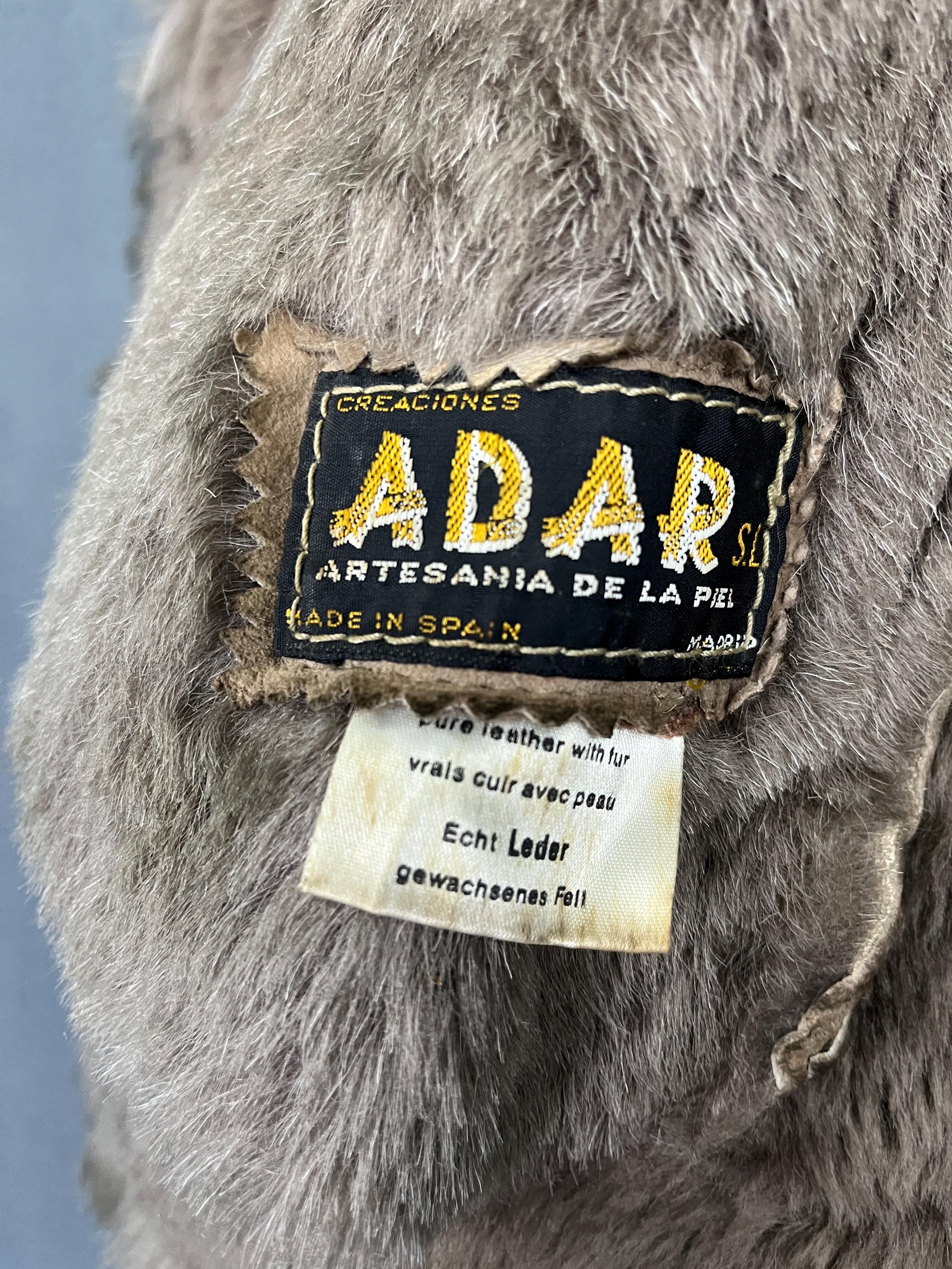Adar Made in Spain Suede Genuine Leather Shearling Fur Coat Mohair ...
