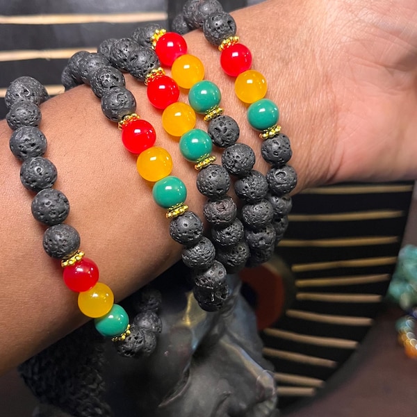 Rasta Bead Bracelet - Etsy