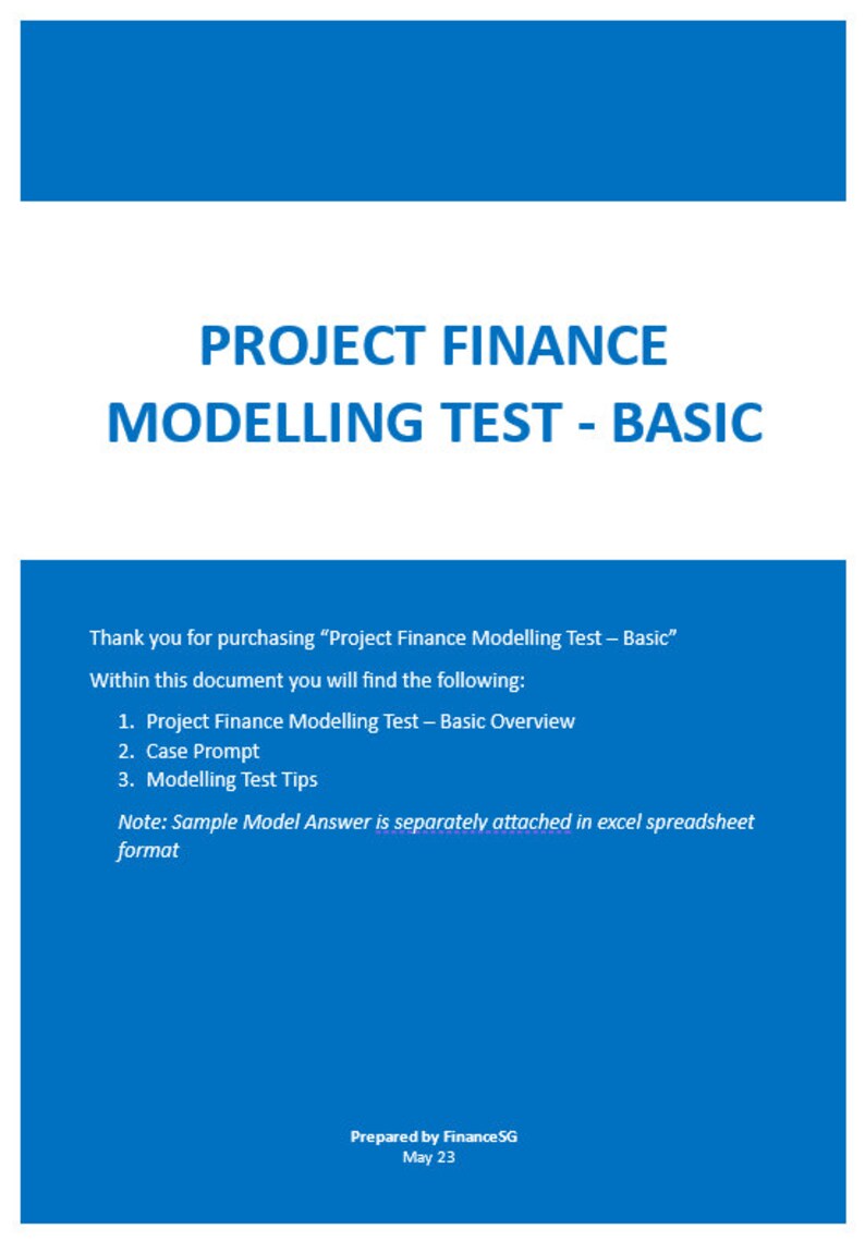 Project Finance Modelling Test - Basic - Etsy