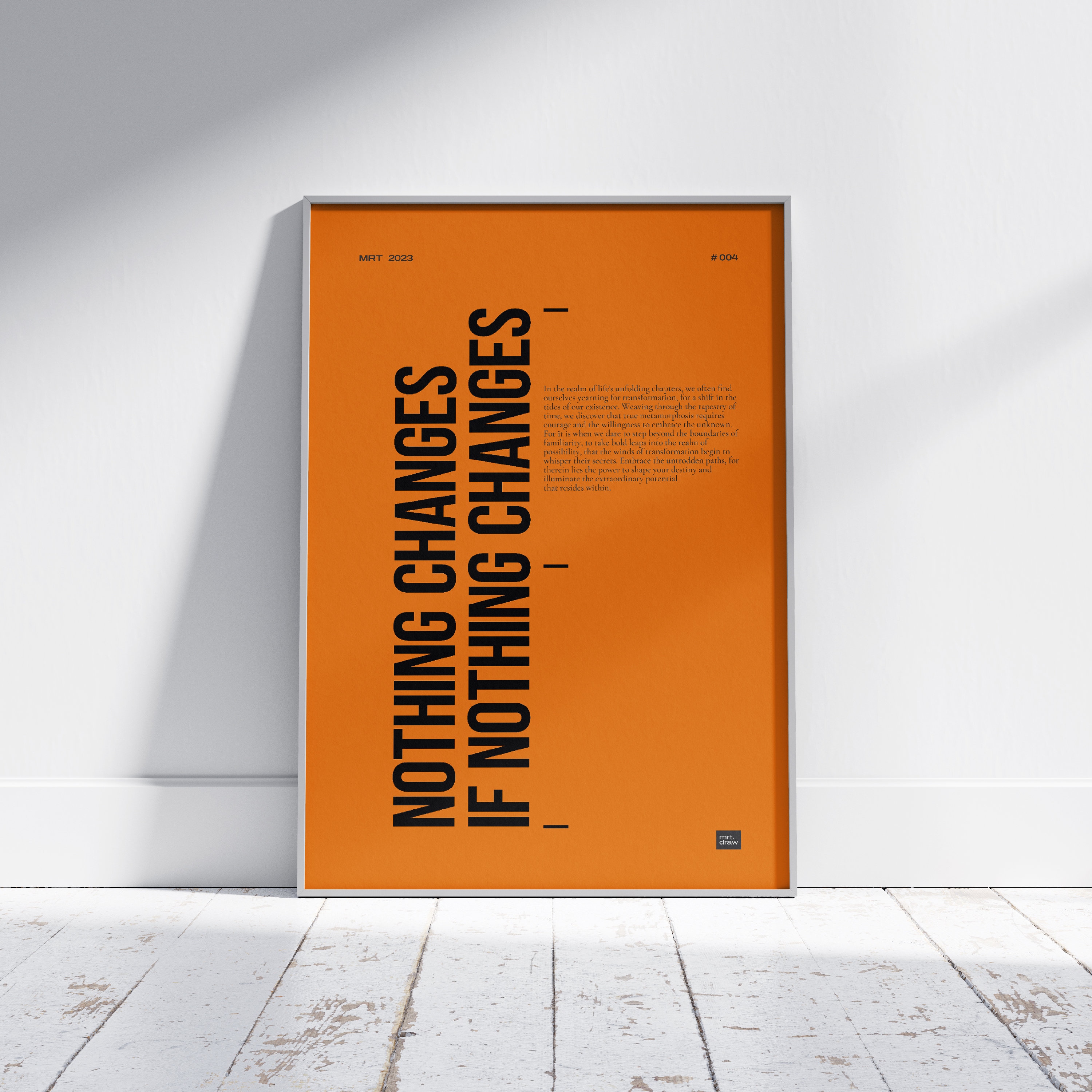 Typography Poster, Nothing Changes If Nothing Changes, Inspirational Wall Art, Wall Decor ...