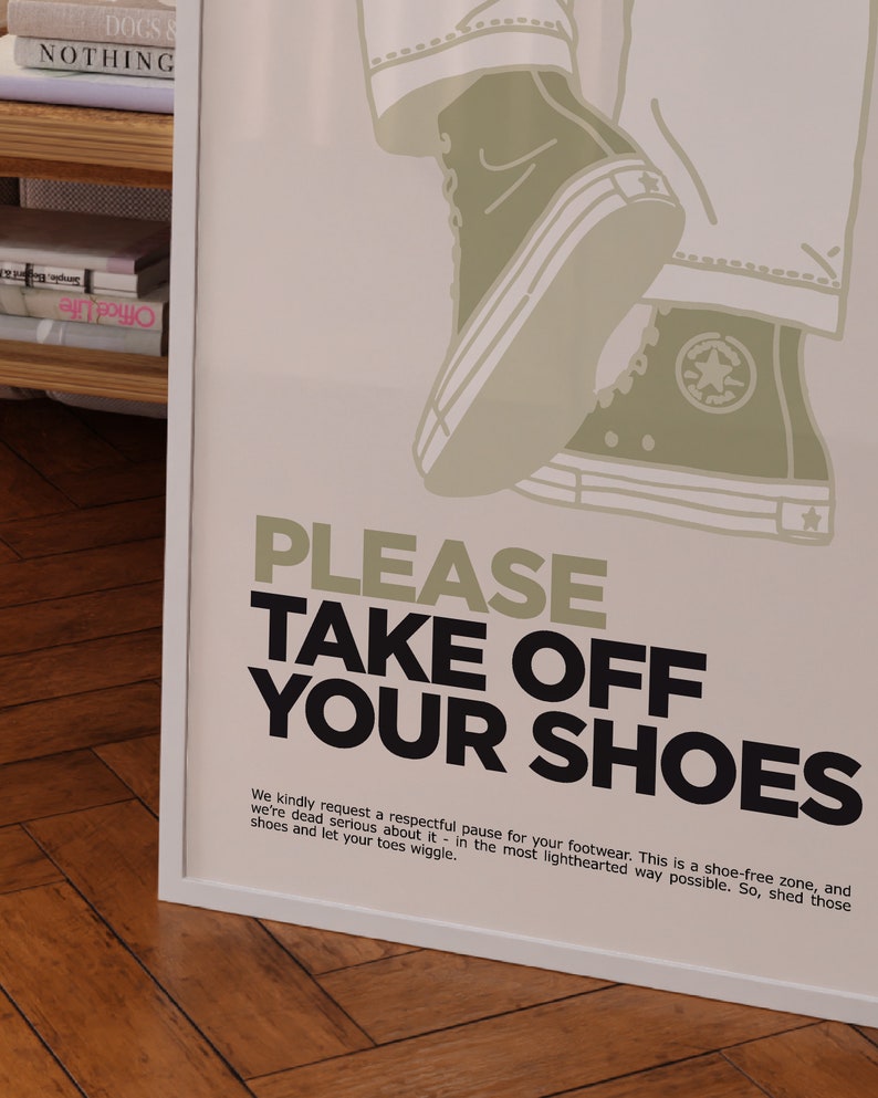 Take off Your Shoes, Typography Poster, Retro Wall Art, Home Decor ...