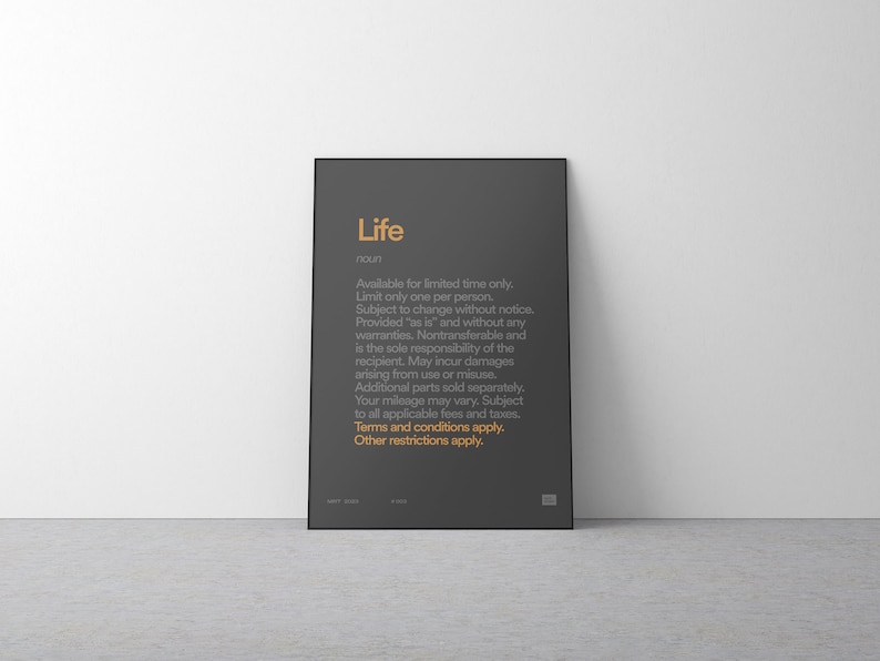 Typography Poster, Meaning of Life, Inspirational Wall Art, Wall Decor ...