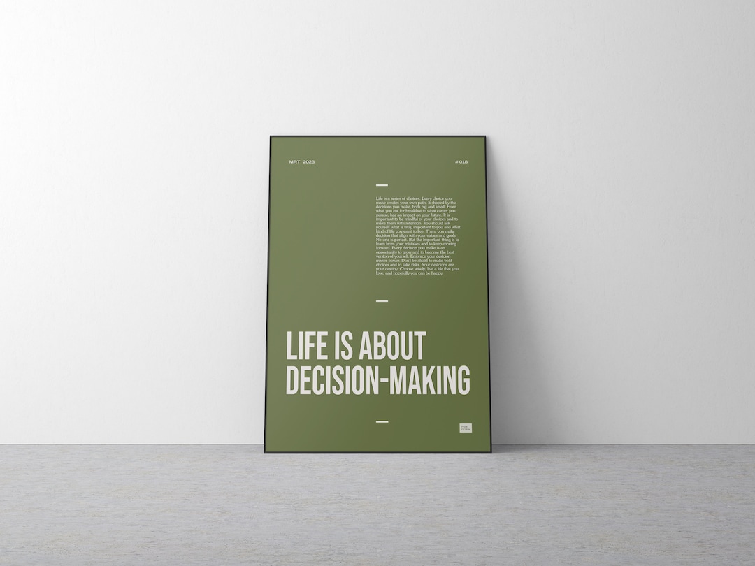 Typography Poster, Life is About Decision Making, Inspirational Wall ...