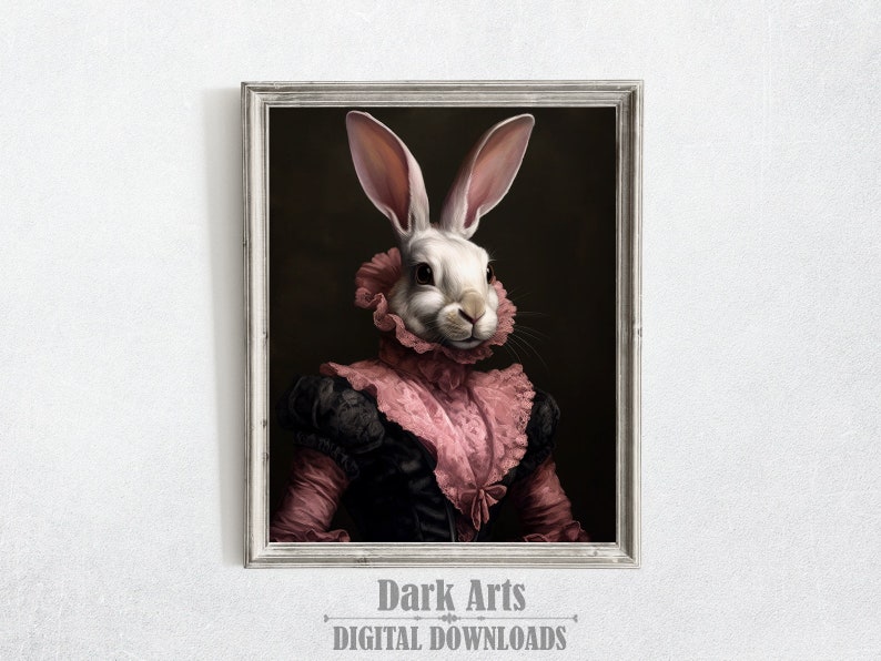 Victorian Lady Rabbit Art Poster: Anthropomorphic Bunny (digital ...