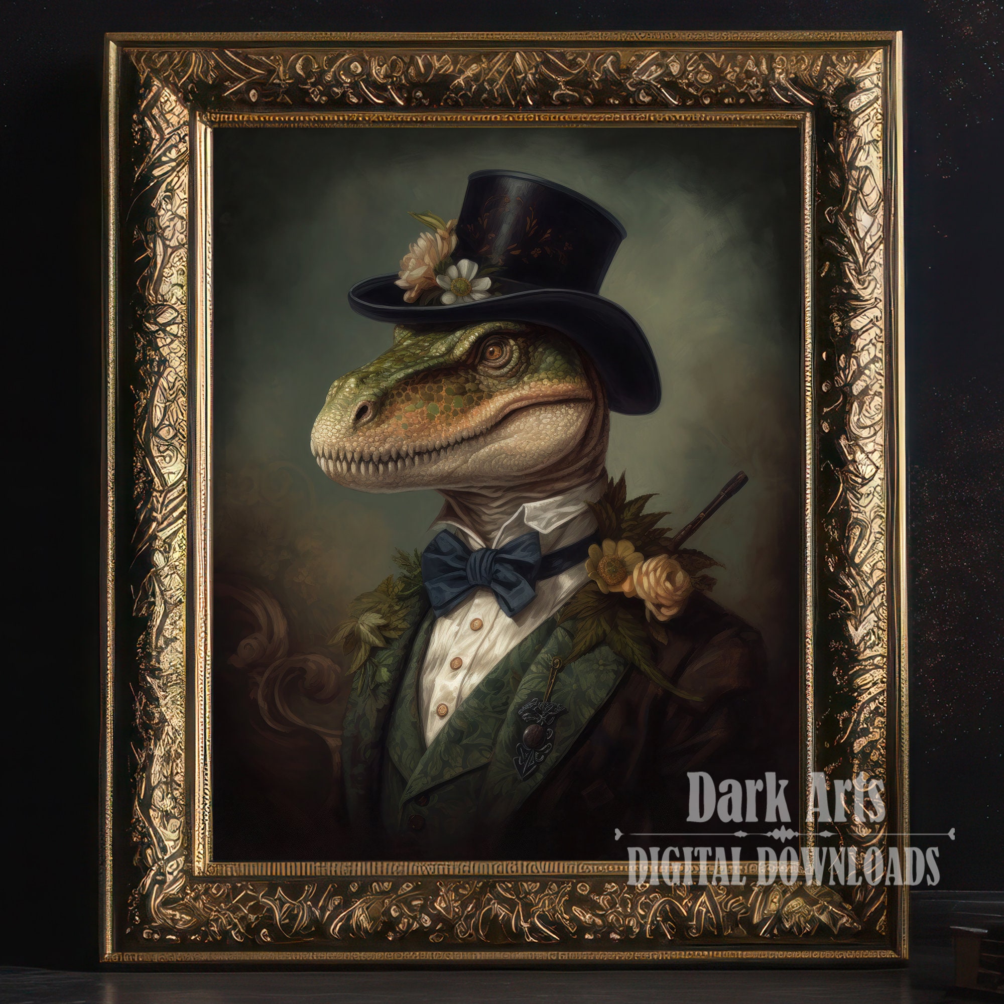 T-rex Portrait Victorian Animal Painting Altered Art Print - Etsy