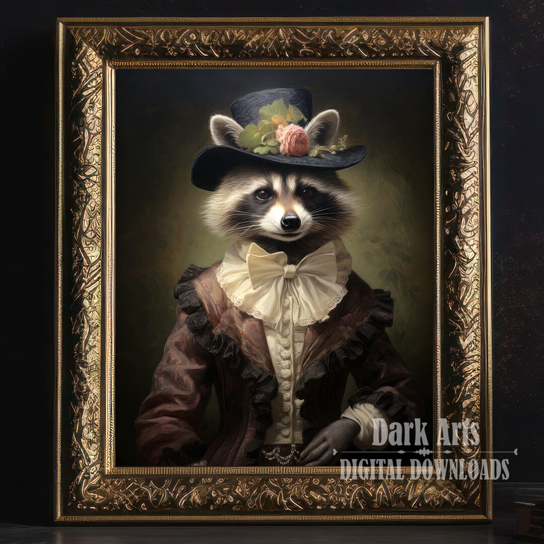 Victorian Lady Raccoon, Gothic Printable Art, Vintage Poster, Home ...
