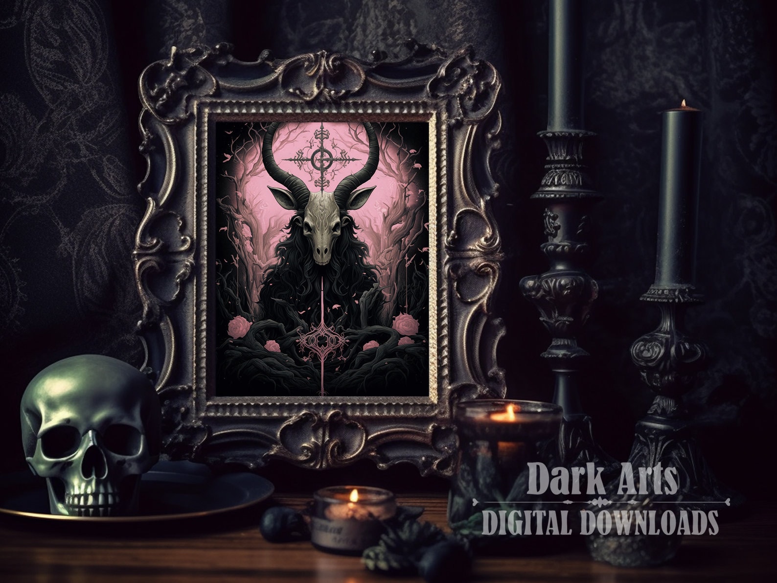 Baphomet Print, Satanic Goat Poster, Witchcraft, Occult Gothic Gift ...