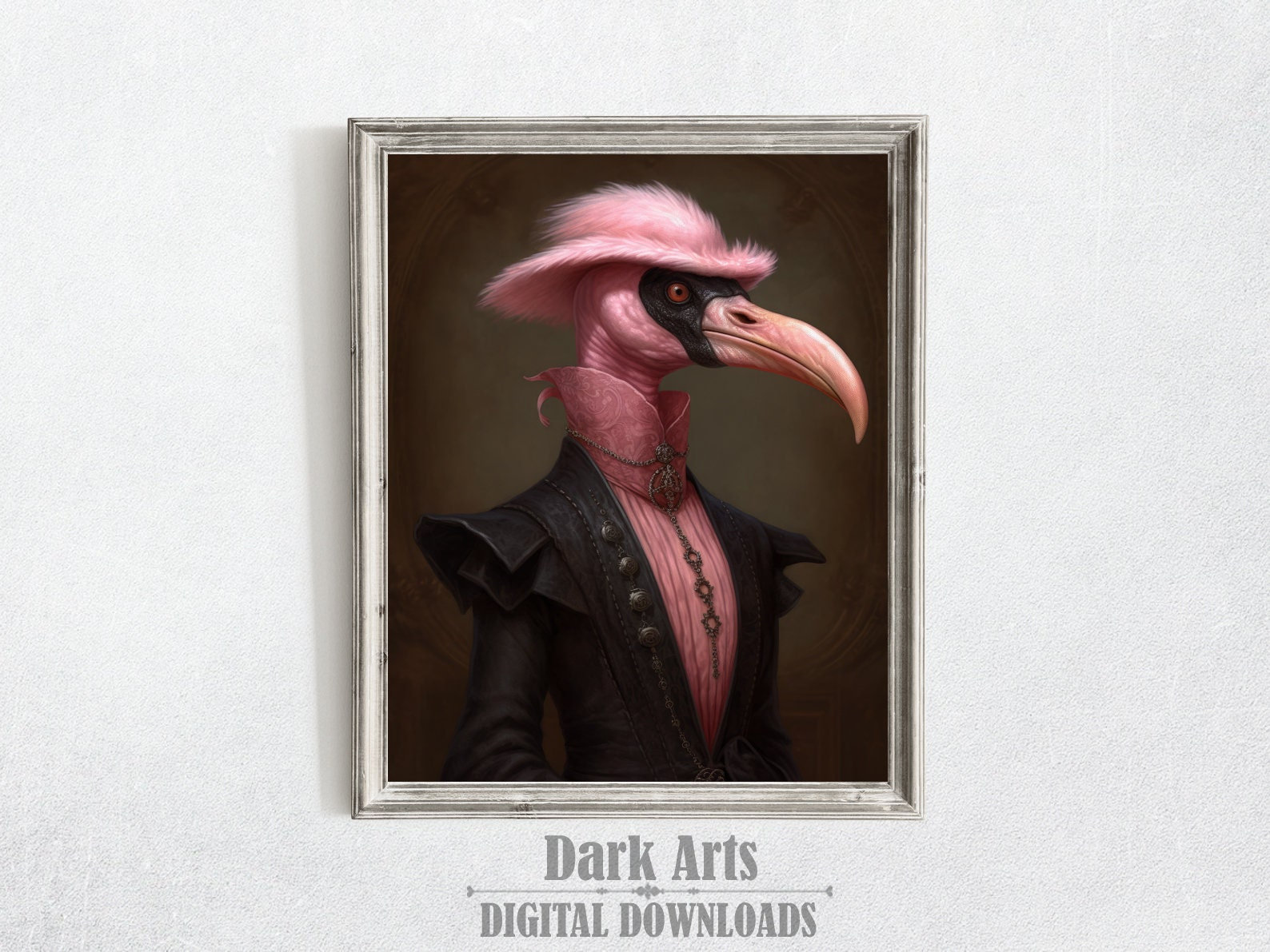 Victorian Flamingo Printable Wall Art, Gothic Printable Art, Animal ...