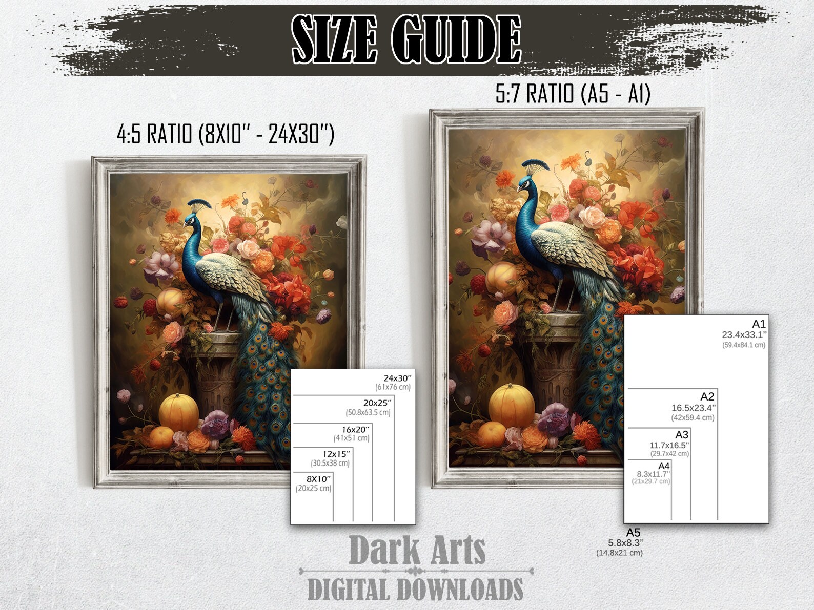 Peacock Poster Art, Wall Decor Majestic Peacock, Painting Art Print ...