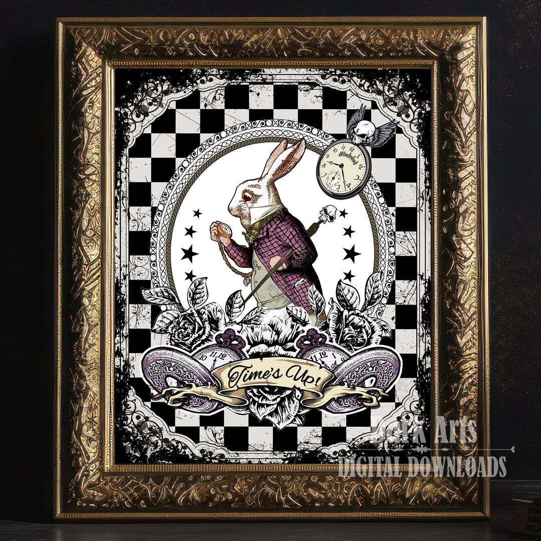 Alice in Wonderland, White Rabbit Art Poster Print, Home Decor, Digital ...