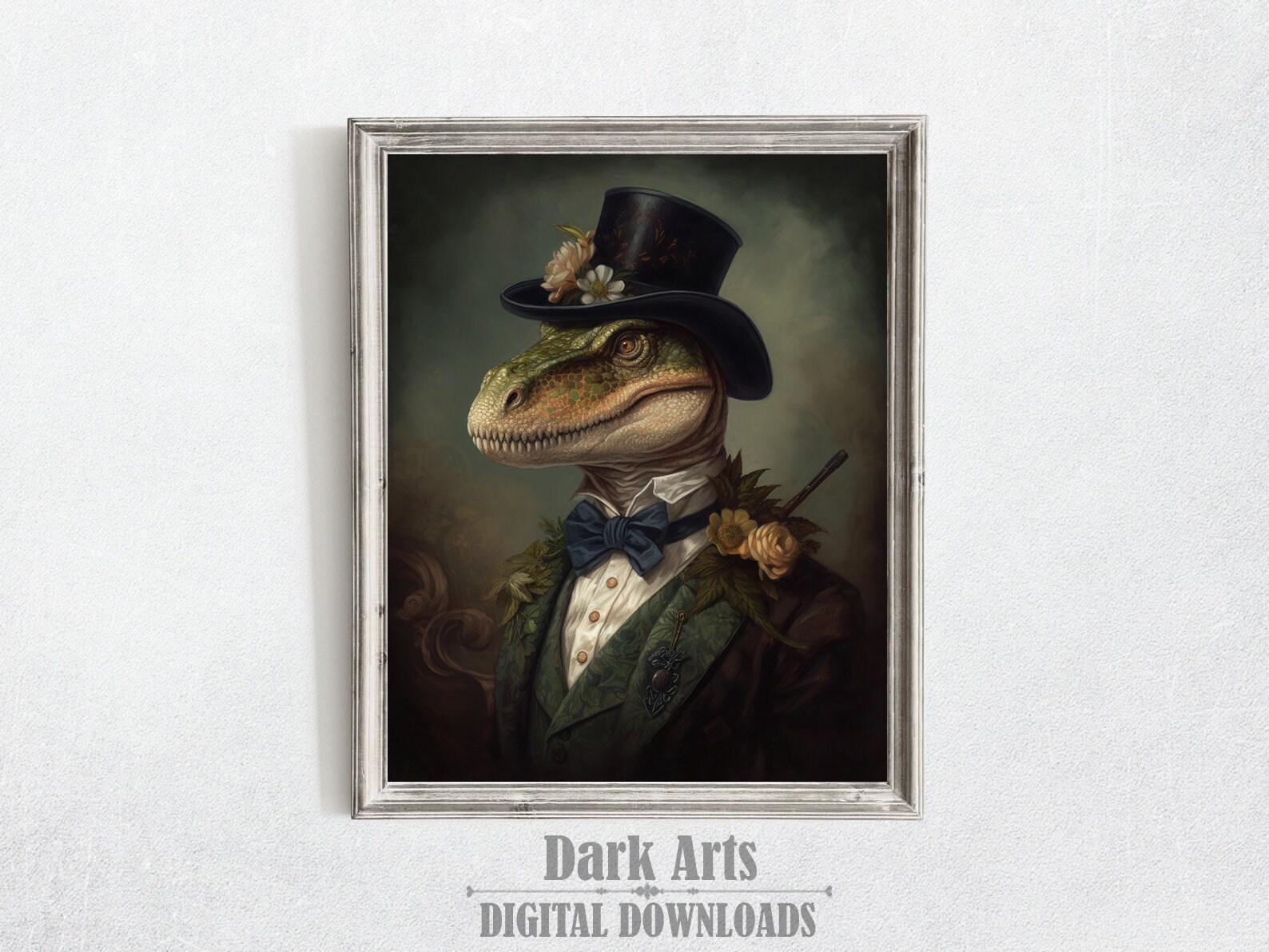 T-rex Portrait Victorian Animal Painting Altered Art Print - Etsy