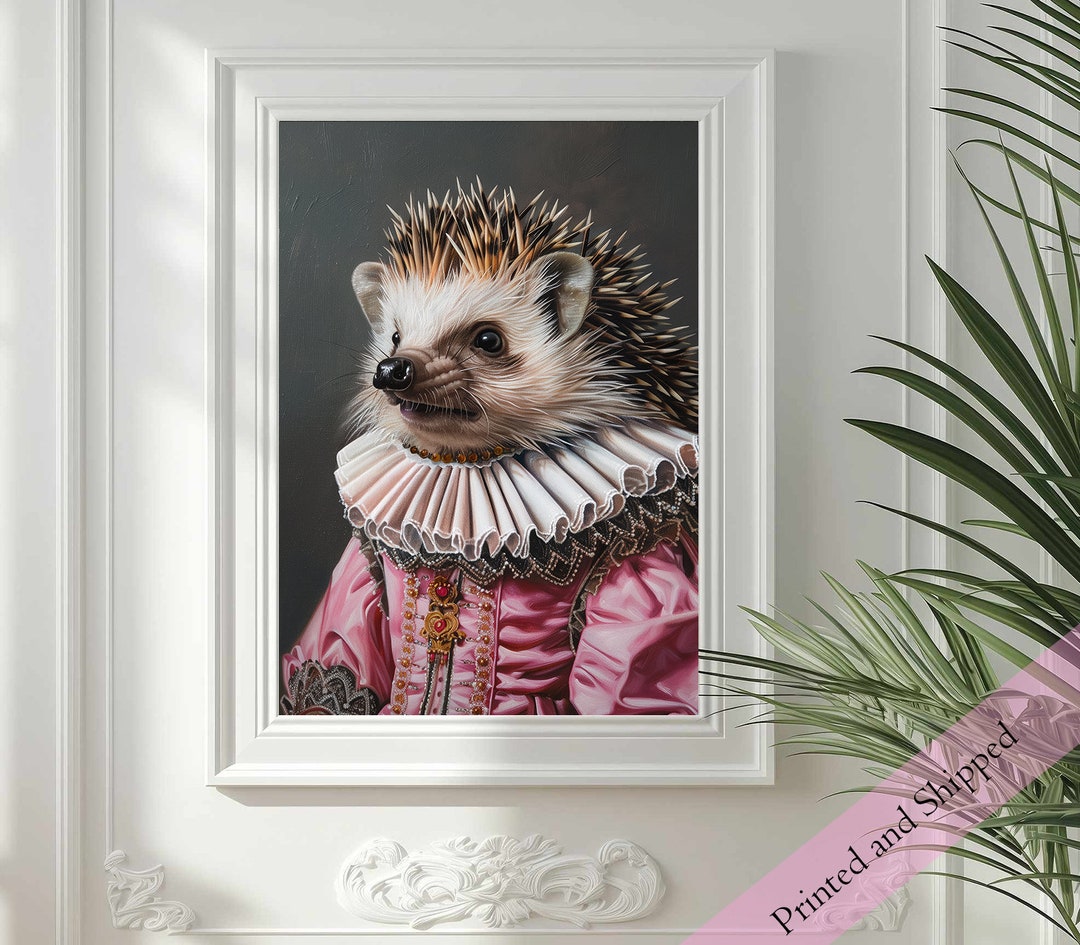 Hedgehog Rococo Renaissance, Whimsical Fine Art Giclee Vintage Painting Wall Art Poster, Baroque ...