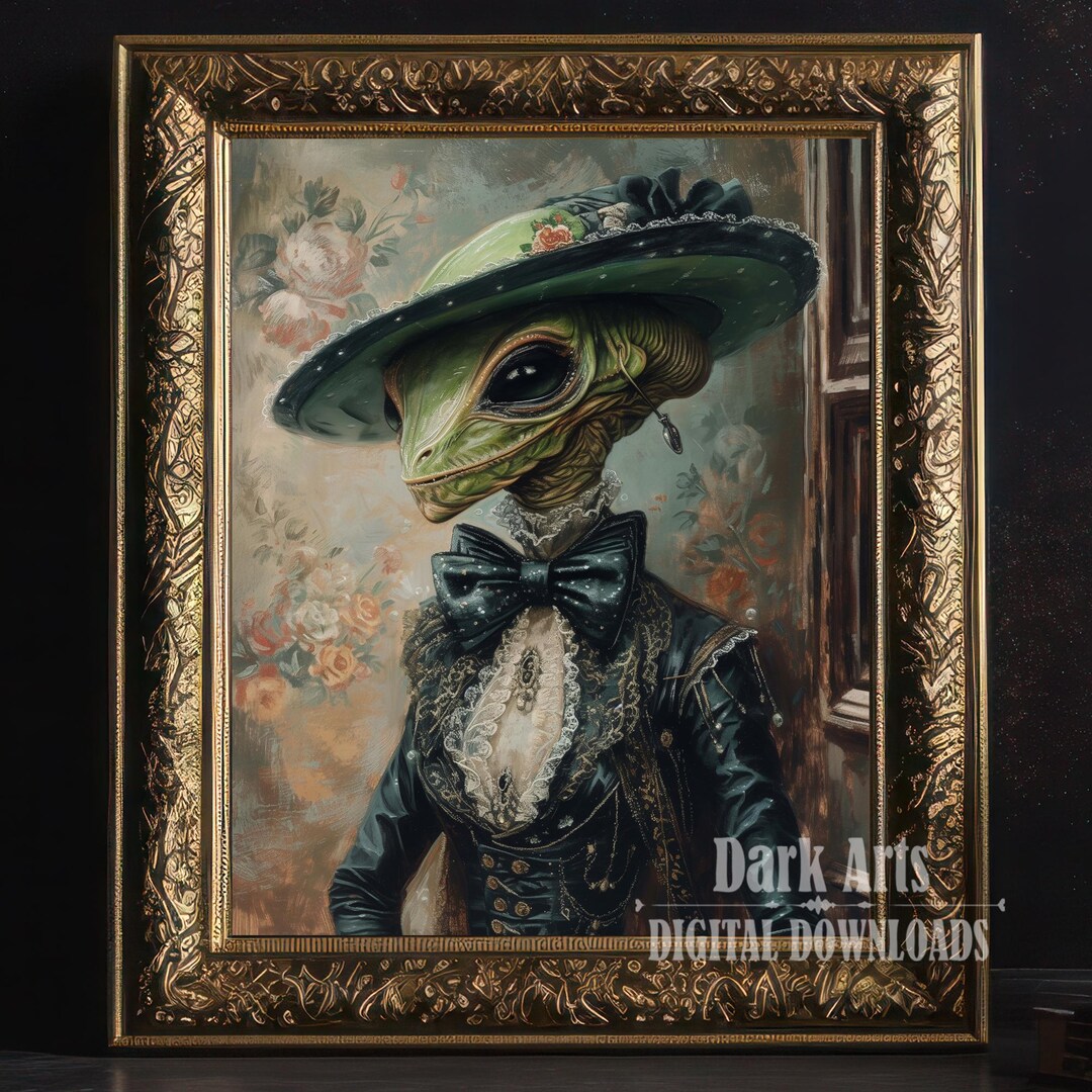 Victorian Alien, Vintage Portrait Art Print, Alien Photo UFO Roswell ...