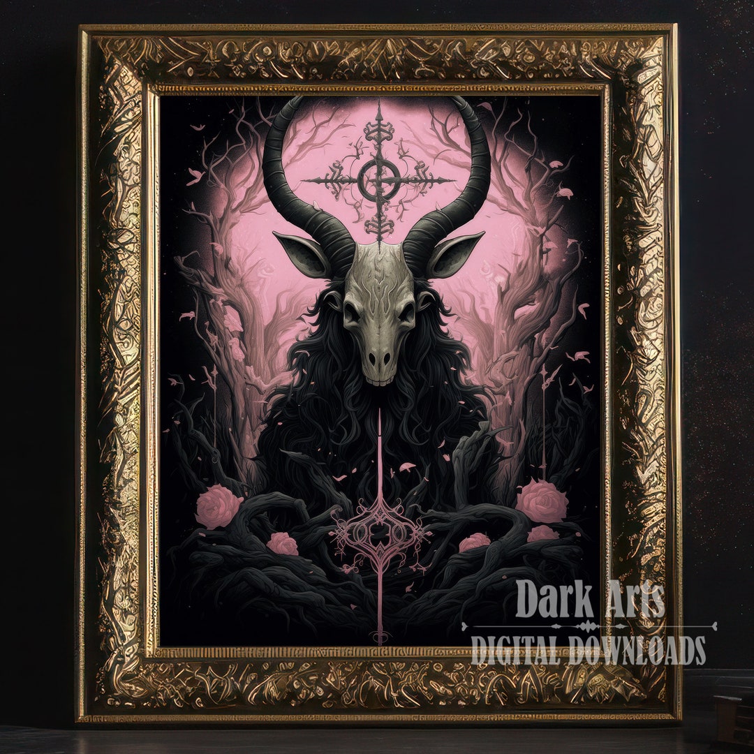 Baphomet Print, Satanic Goat Poster, Witchcraft, Occult Gothic Gift ...