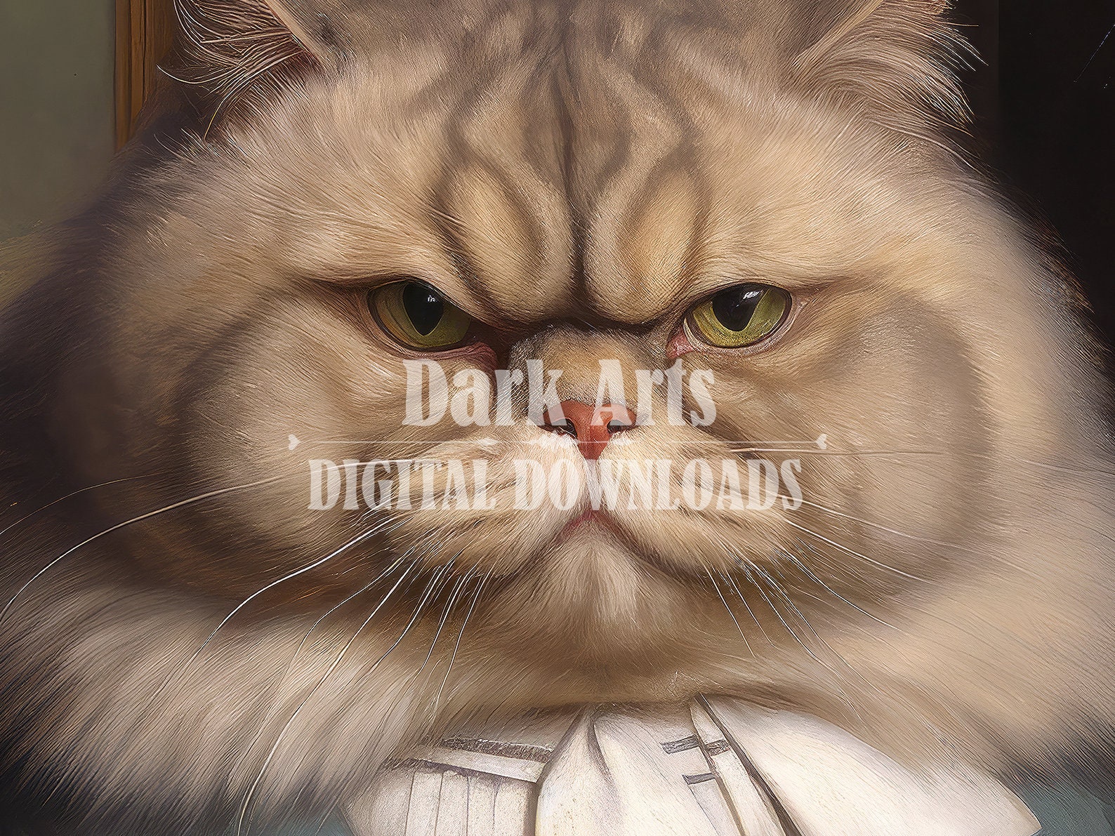 Grumpy Cat Portrait Painting, Victorian Renaissance Art, Chunky Cat ...