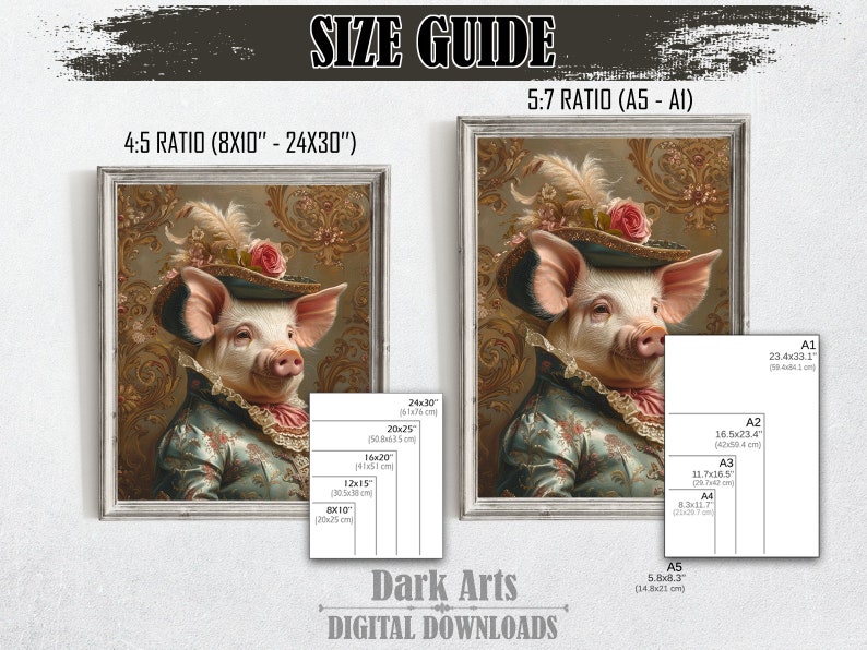 Victorian Pig Portrait Print: Aristocrat Lady Hog, Rococo Art (digital ...