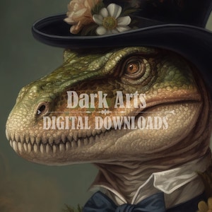 T-rex Portrait, Victorian Animal Painting, Altered Art Print, Animal ...