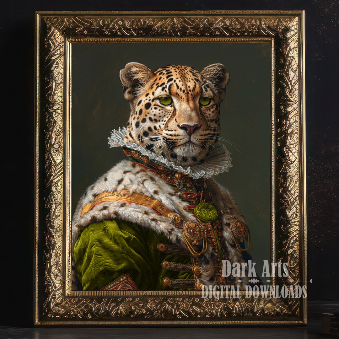 Rococo Leopard Portrait, Renaissance Animal Art (digital Download) - Etsy