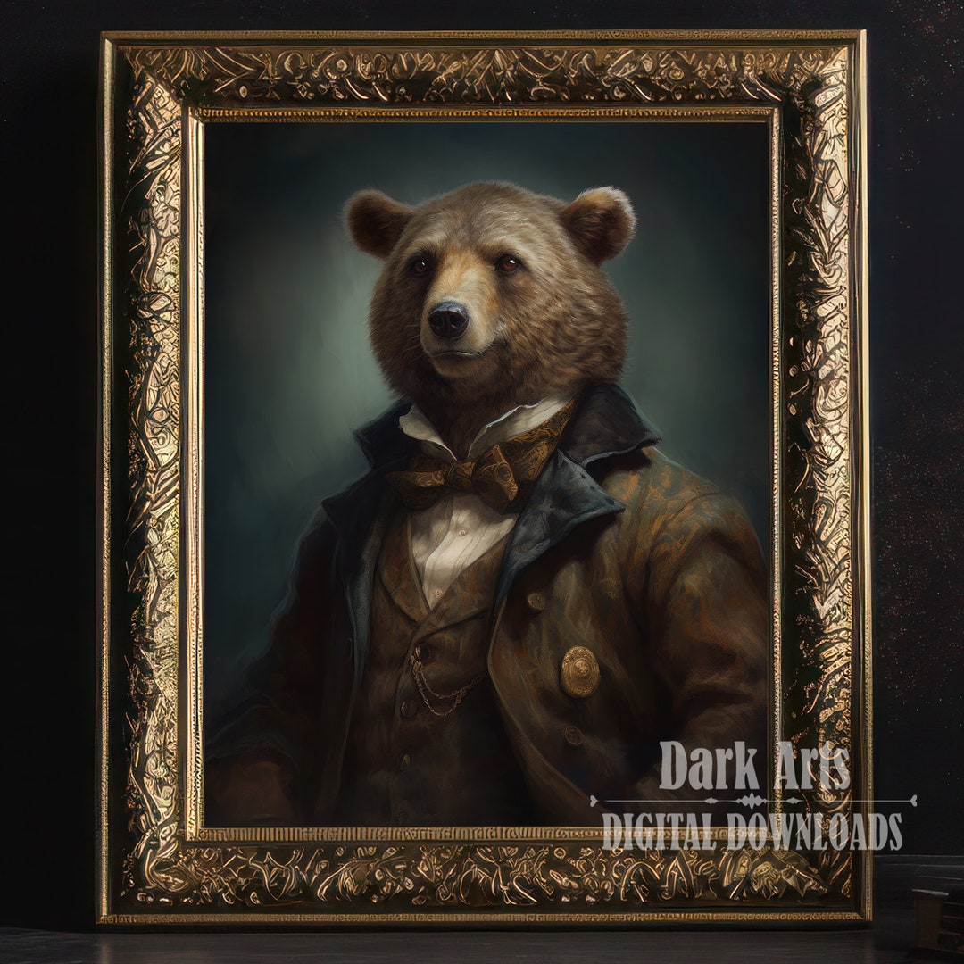 Victorian Bear Vintage Poster, Art Poster Print, Bear Painting, Home ...