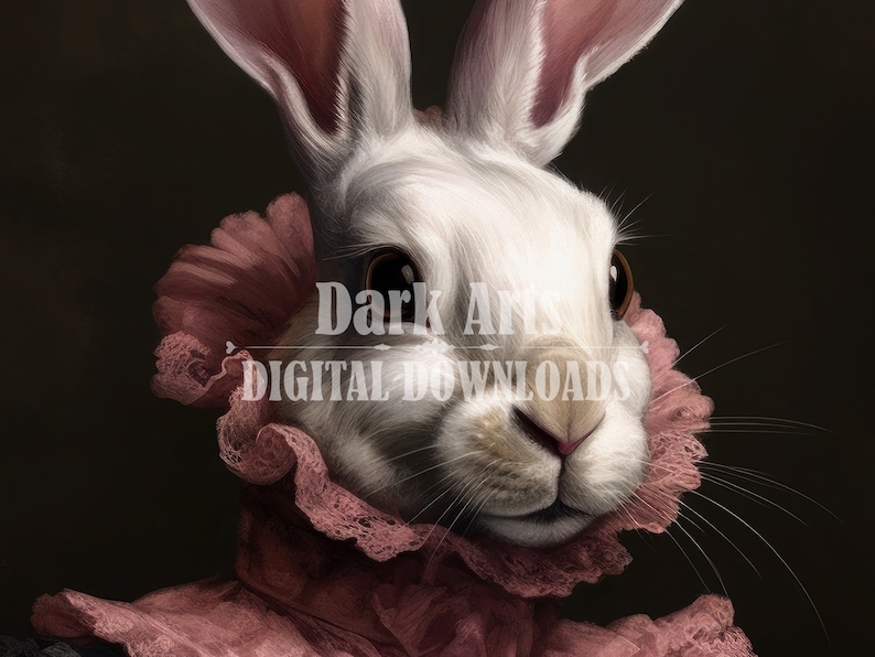 Victorian Lady Rabbit Art Poster: Anthropomorphic Bunny (digital ...