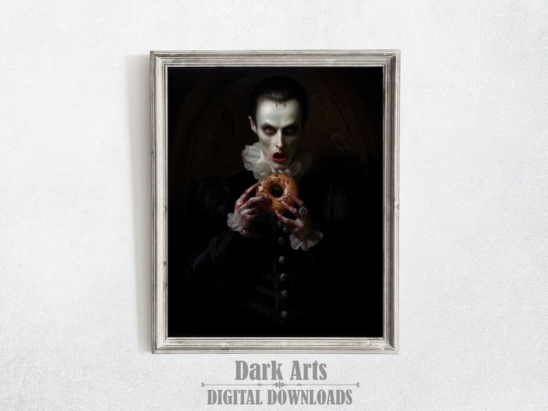 Dracula Eating a Doughnut Gothic Wall Decor Vampire Home - Etsy