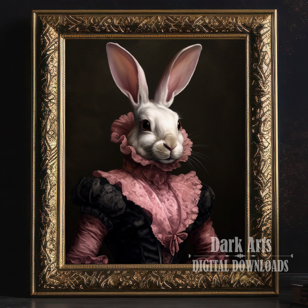 Victorian Lady Rabbit Art Poster: Anthropomorphic Bunny (digital ...
