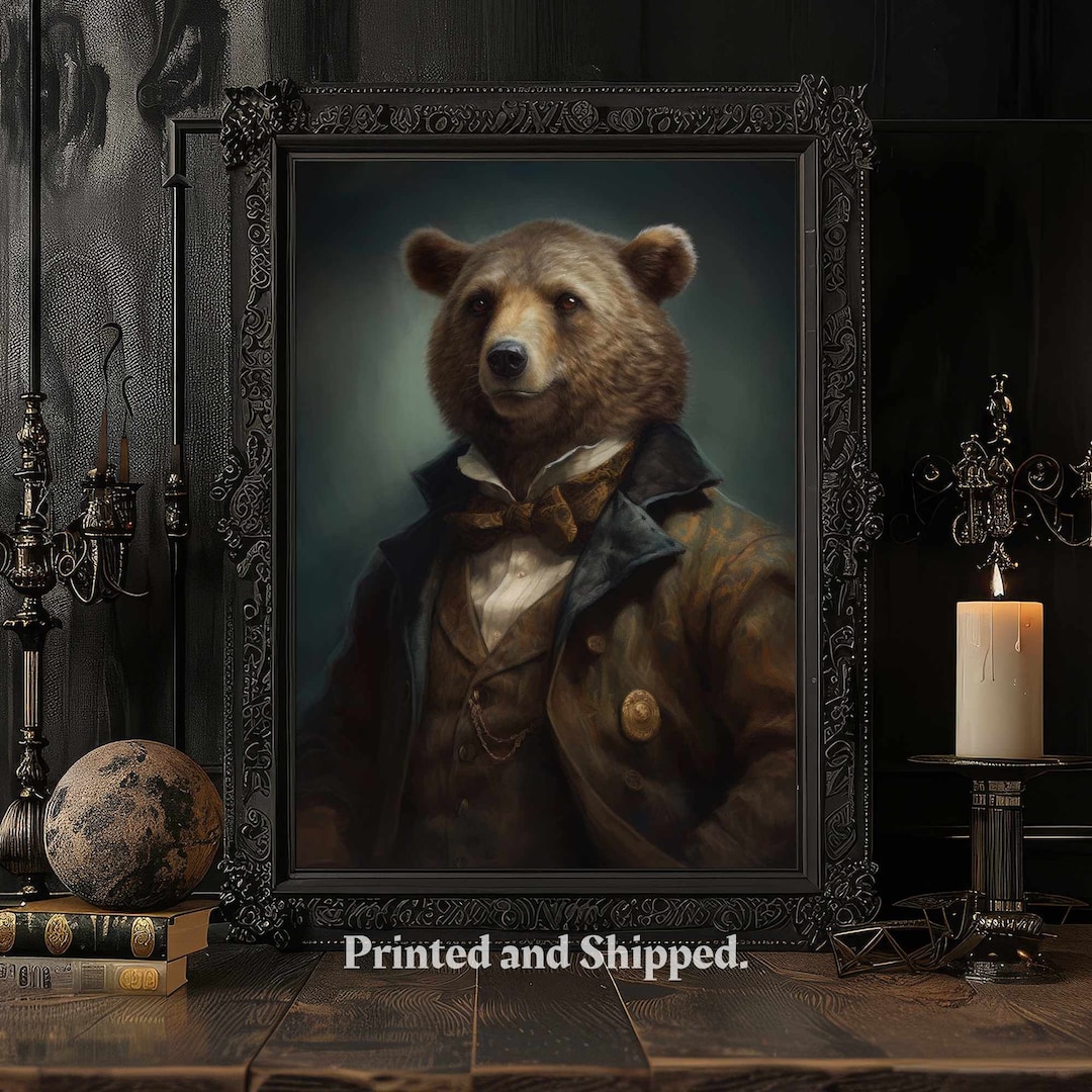 Victorian Bear Vintage Poster, Renaissance Art Poster Print, Bear ...