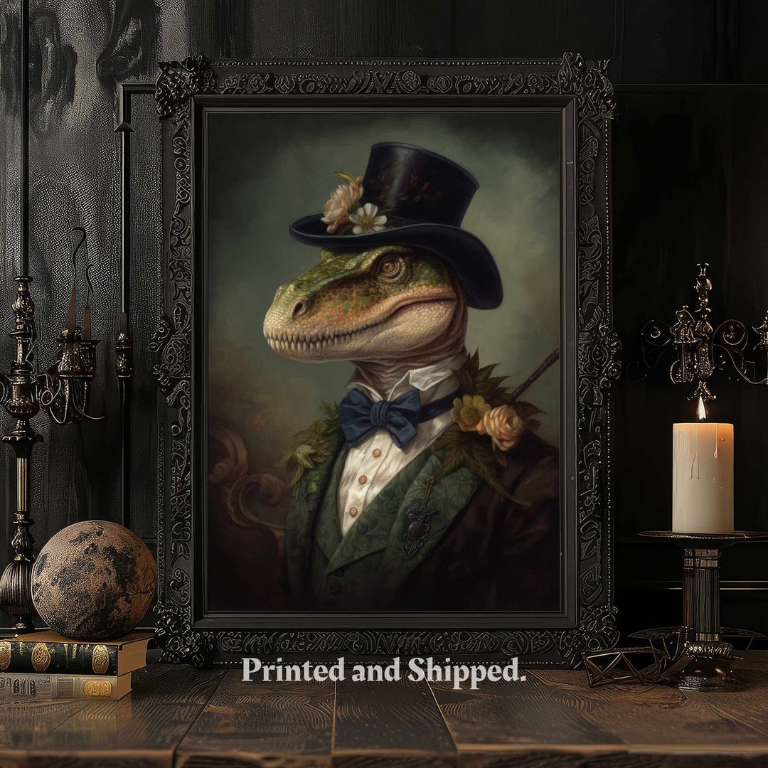 T-rex Portrait, Altered Art Print, Victorian Animal Painting, Animal ...