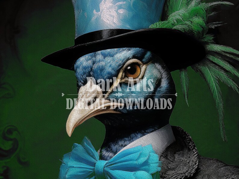 Gothic Peacock Portrait: Victorian Anthropomorphic Wall Art (digital ...