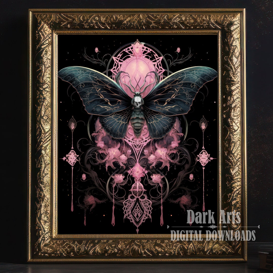 Death Moth Art Print, Gothic Wall Art, Witchcraft Wall Decor, Dark ...
