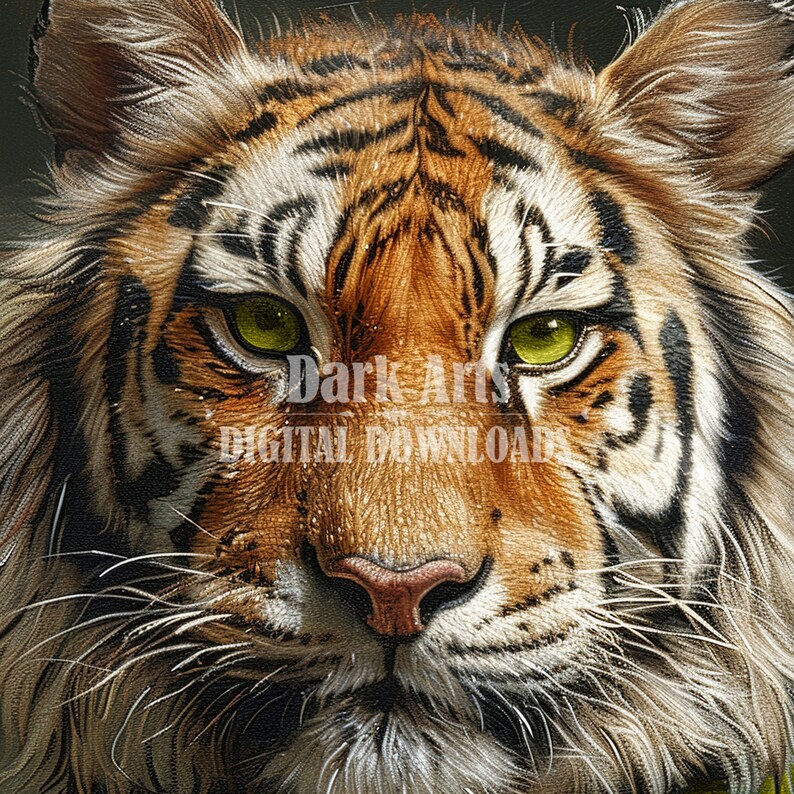 Victorian Tiger Portrait Art Print, Rococo Animal Decor (digital ...