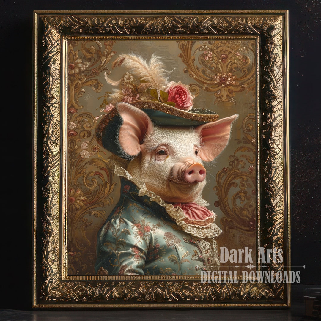 Victorian Pig Portrait Print: Aristocrat Lady Hog, Rococo Art (digital ...