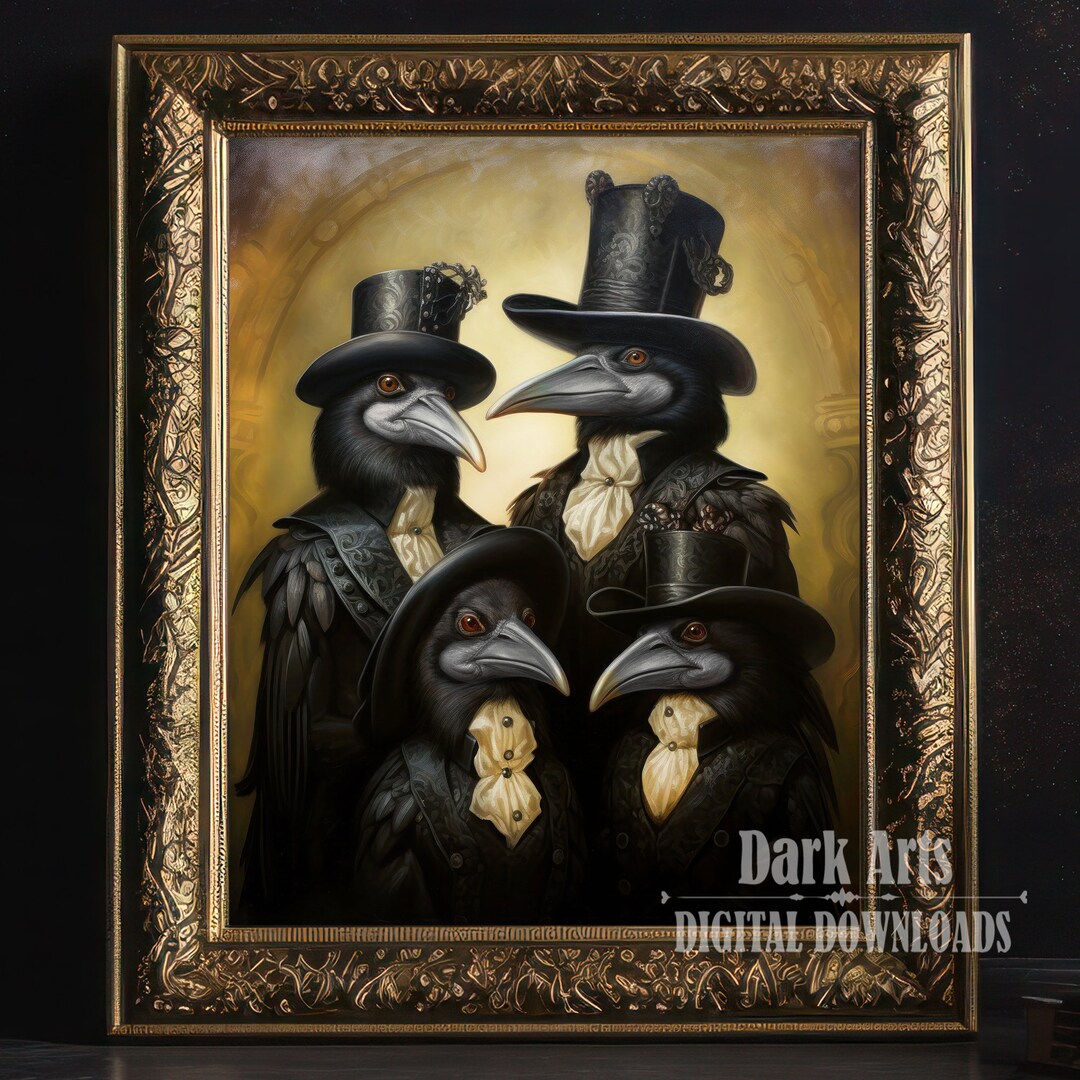 Raven Wall Art, Victorian Family Crows, Vintage Poster Print, Gothic ...