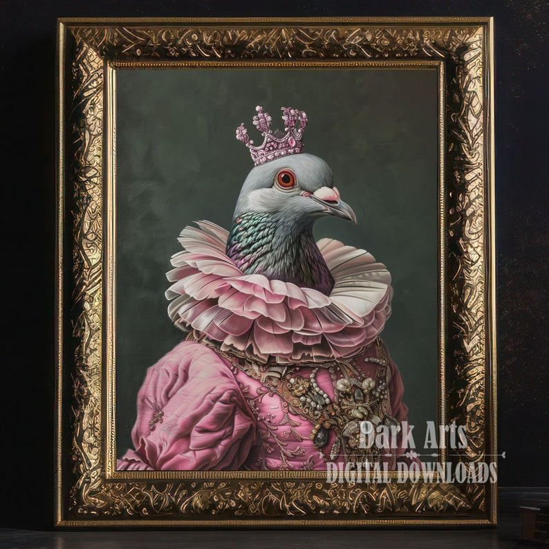 Rococo Pigeon Portrait, Victorian Animal Art Print (digital Download ...