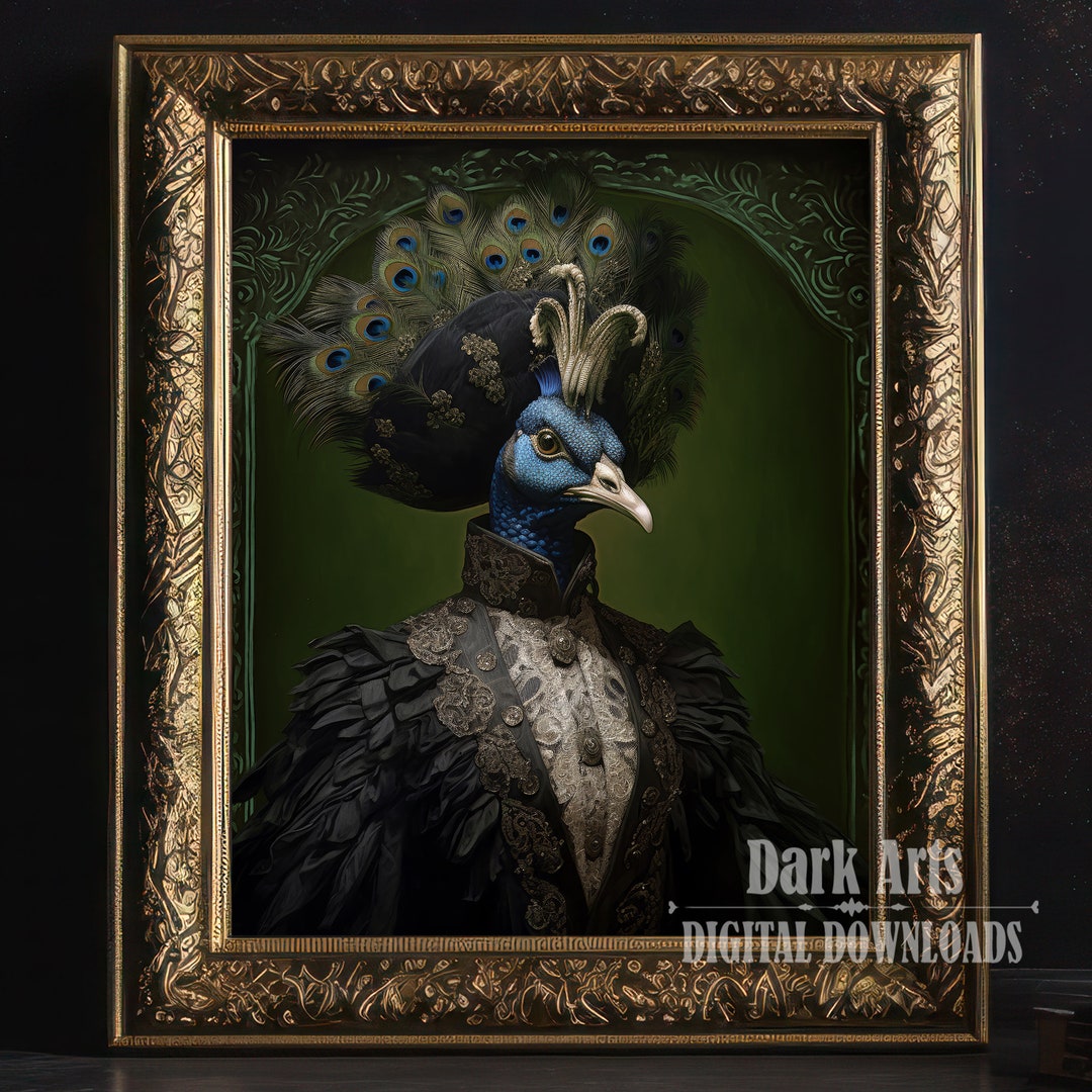 Gothic Peacock Portrait: Victorian Wall Art (digital Download) - Etsy