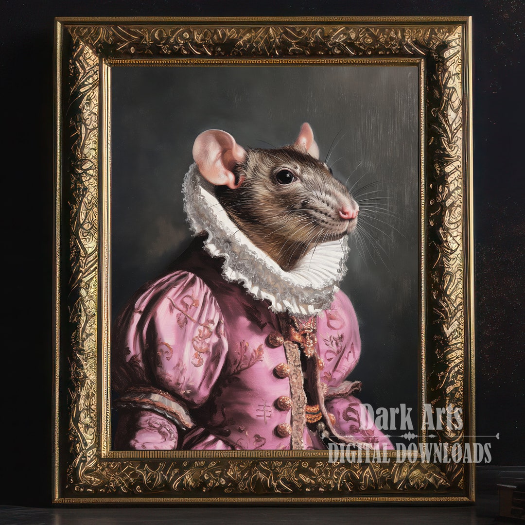 Rat Renaissance Portrait, Funny Animal Oil Painting, Victorian Animal ...