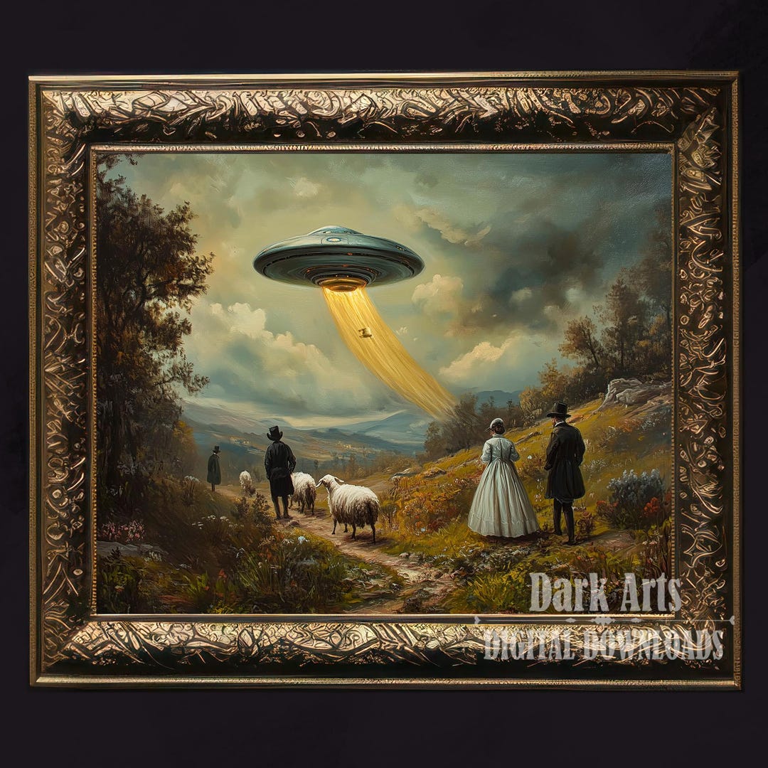 UFO Art, Sheep Wall Art Alien Abduction, Vintage Sheep Art, Funny ...