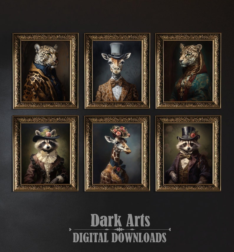 Victorian Animal Portrait Prints: Renaissance Set of 6 (digital ...