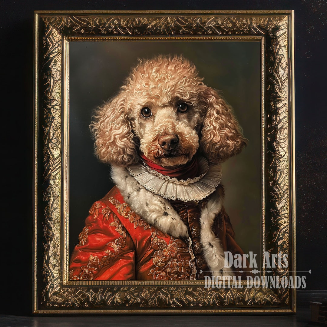 Poodle Royal Portrait, Victorian Renaissance Dog Print, Vintage ...