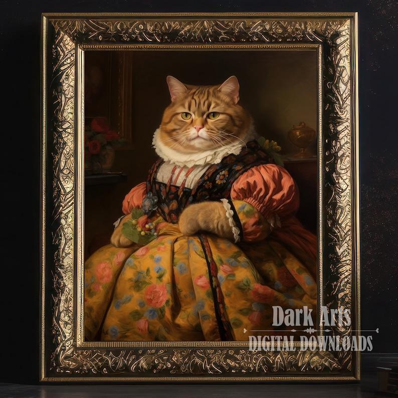 Victorian Cat Portraits, Renaissance Cats Painting, Pet Lovers Gift ...