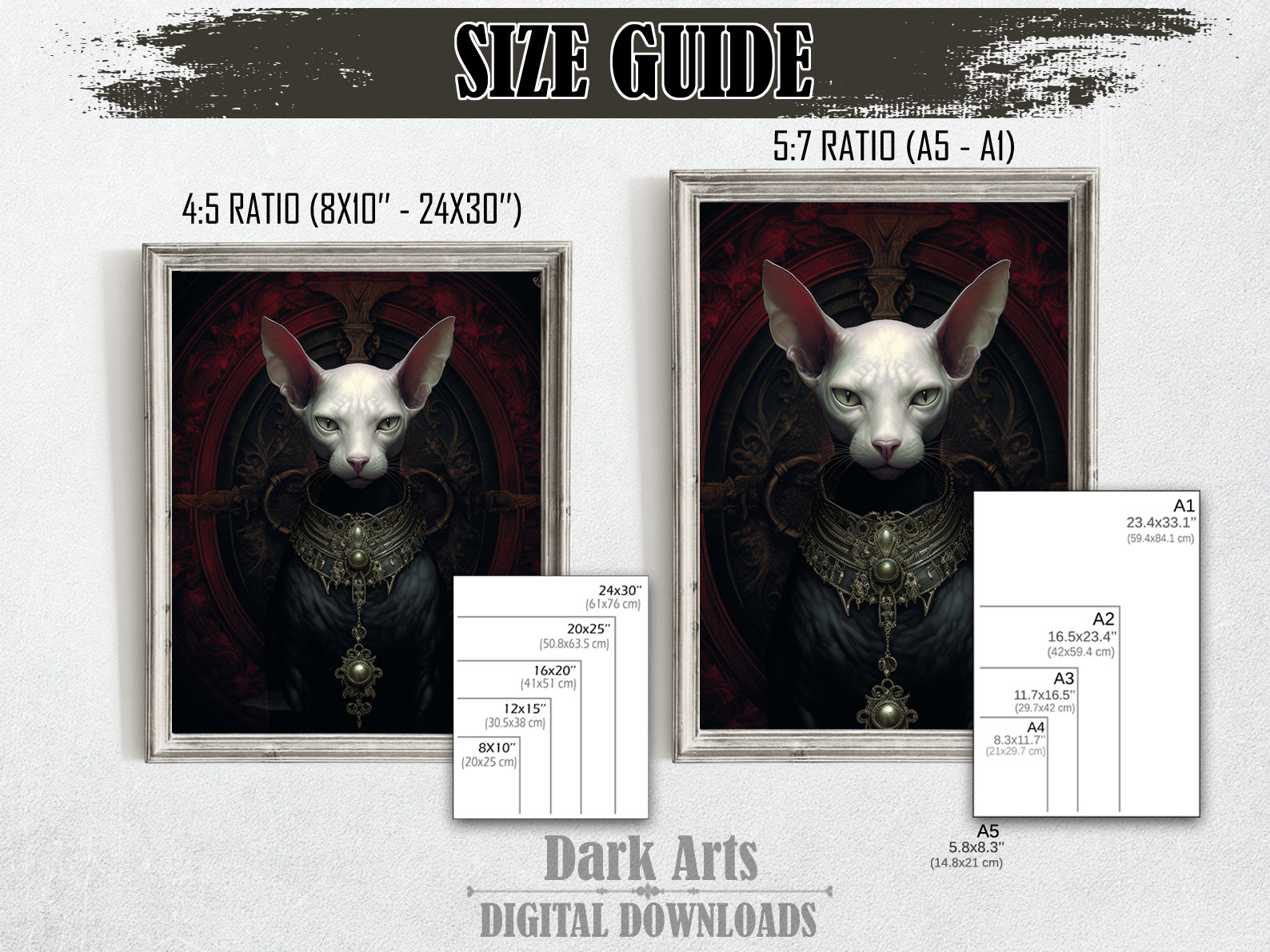 Gothic Sphynx Cat Vintage Poster, Art Poster Print, Vampire Cat, Home ...