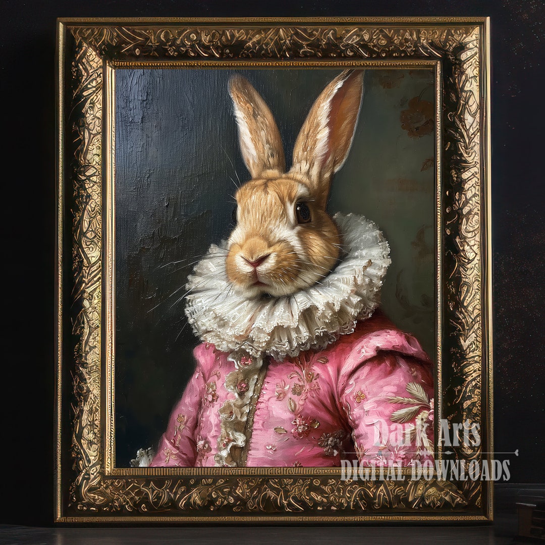 Hare Renaissance Portrait, Funny Animal Oil Painting, Victorian Animal ...