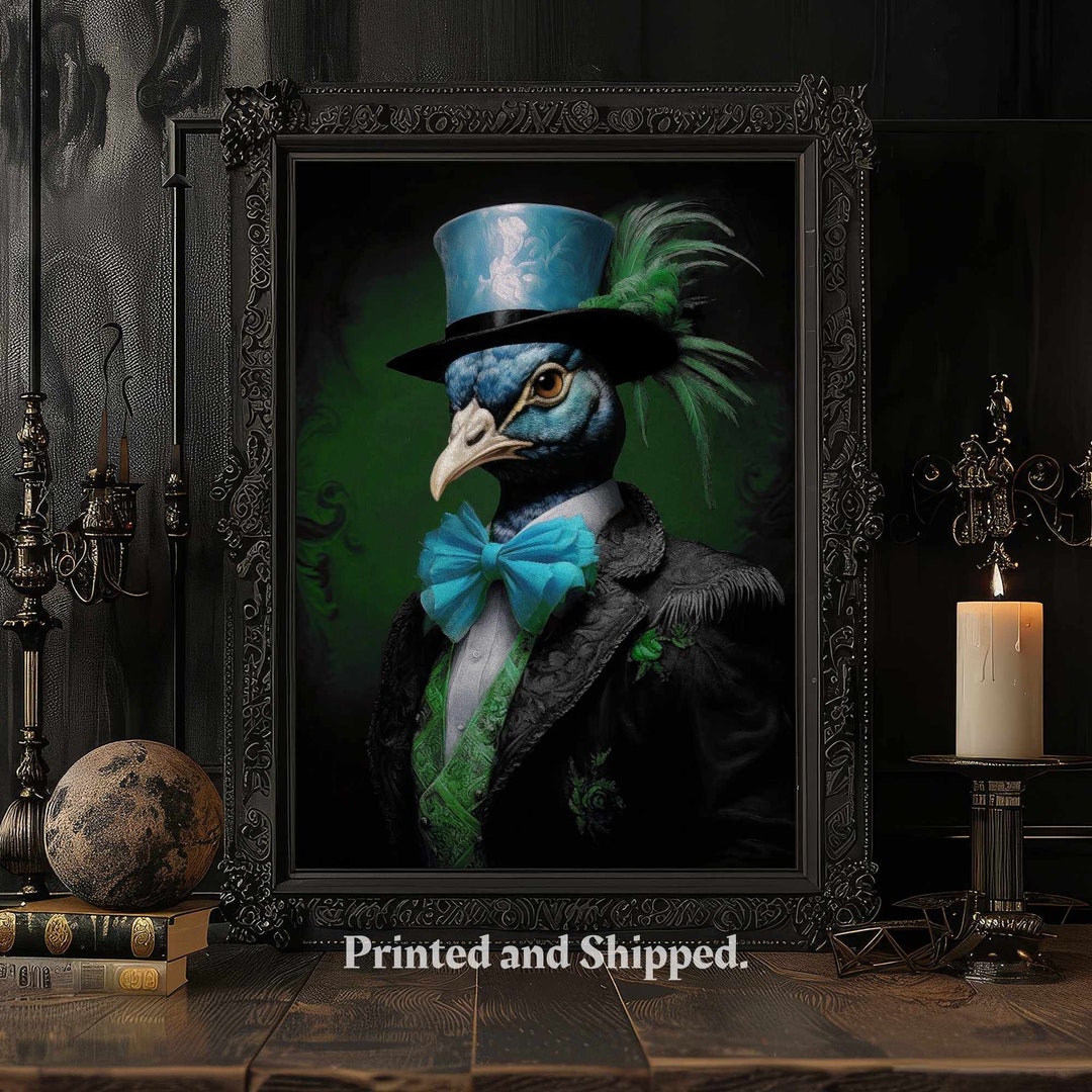 Gothic Peacock Portrait Print: Victorian Gentleman Wall Art - Etsy