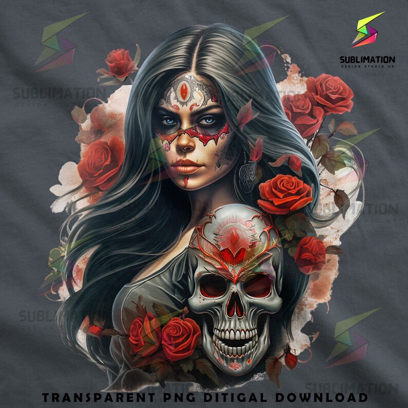 Chicano Woman With Skull: Digital Download for Sublimation & DTF ...