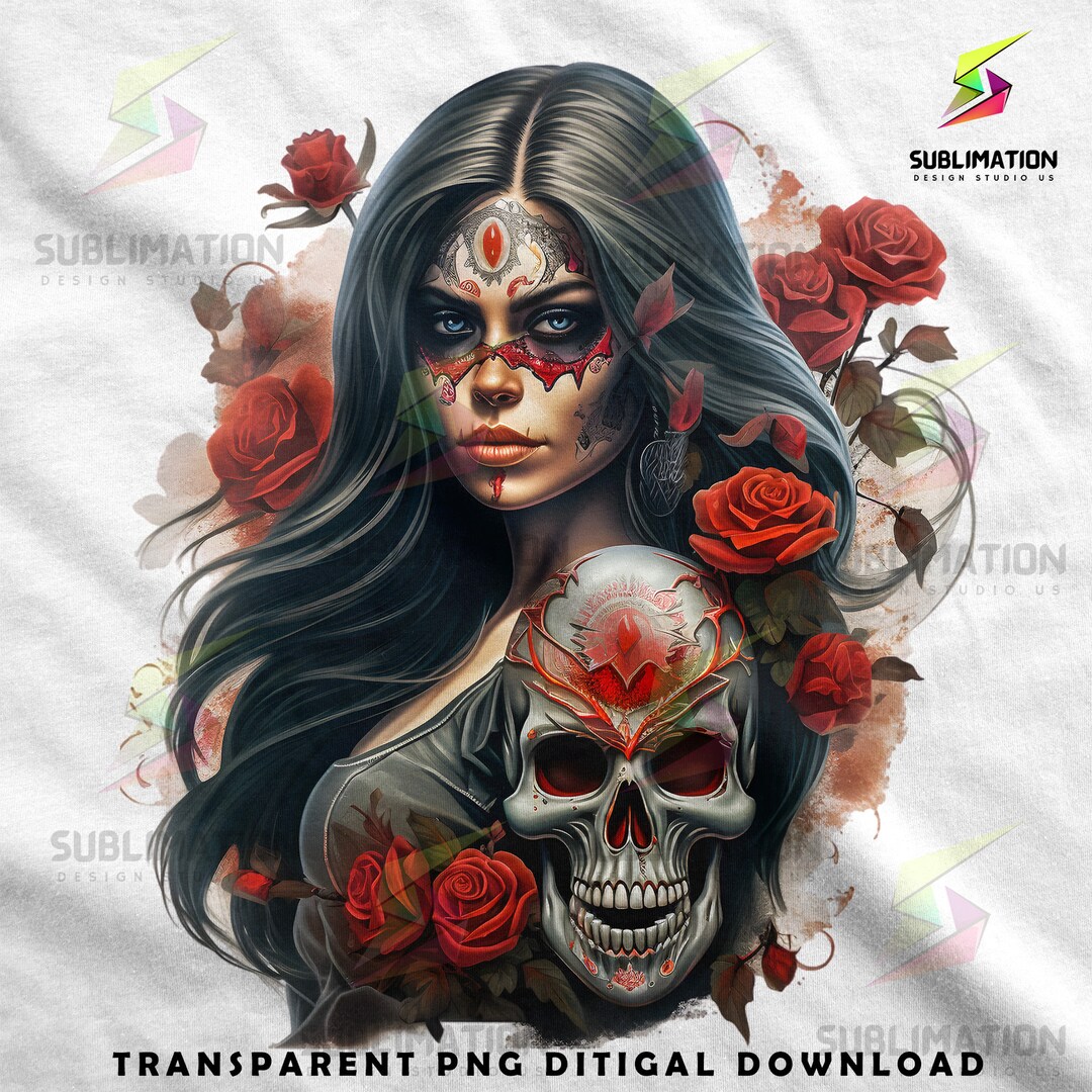 Chicano Woman With Skull: Digital Download for Sublimation & DTF ...