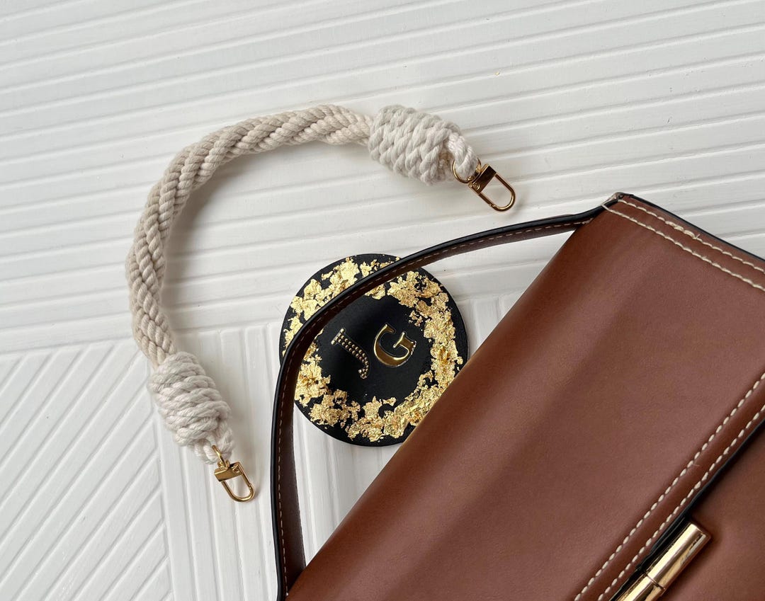 Bag Handle Made of White Cotton Rope and Gold Carabiners-locks Raw Rope ...