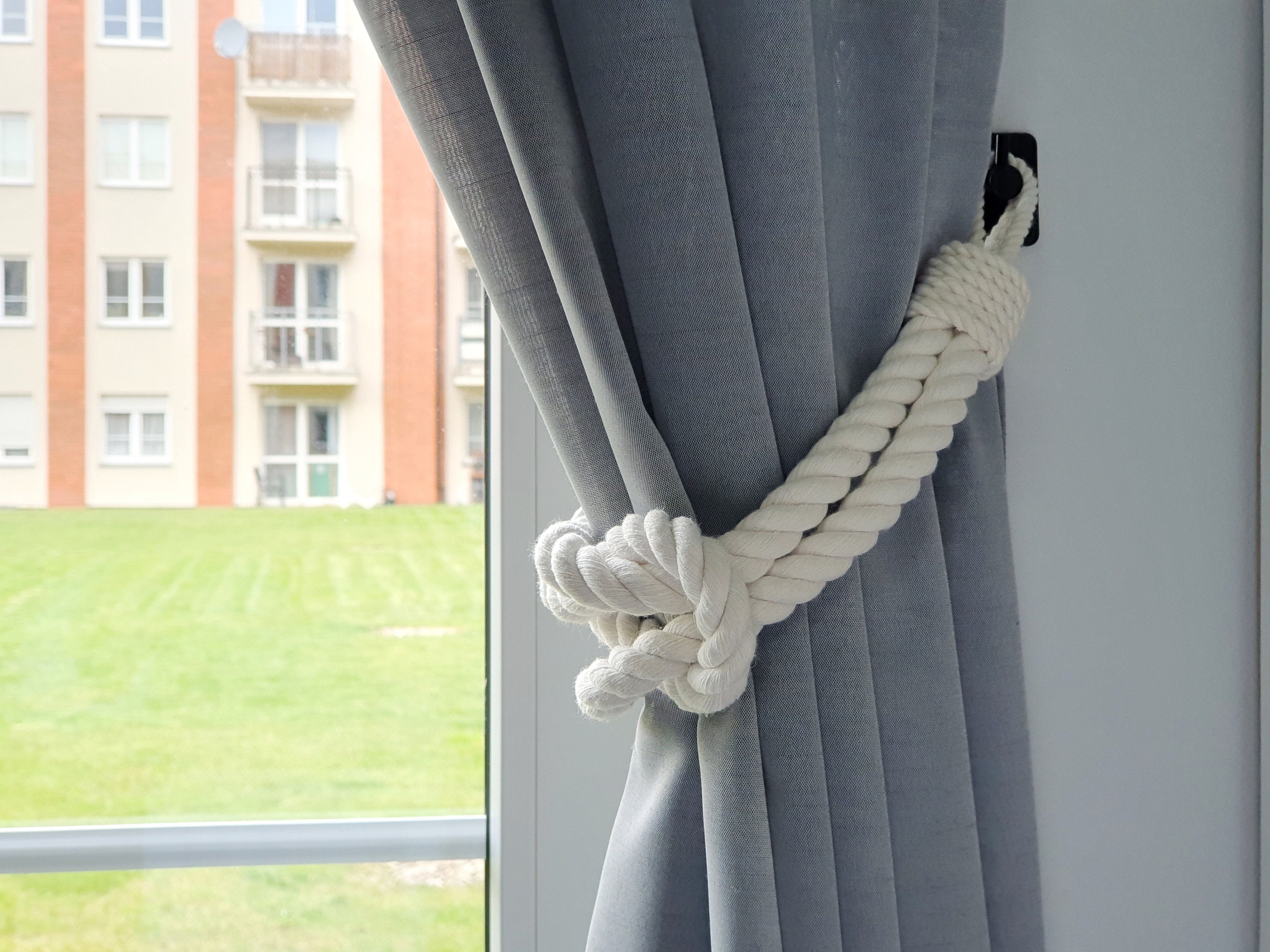 Elegant Curtain Tie White Square Knot Holdback Curtain Nautical Decor ...