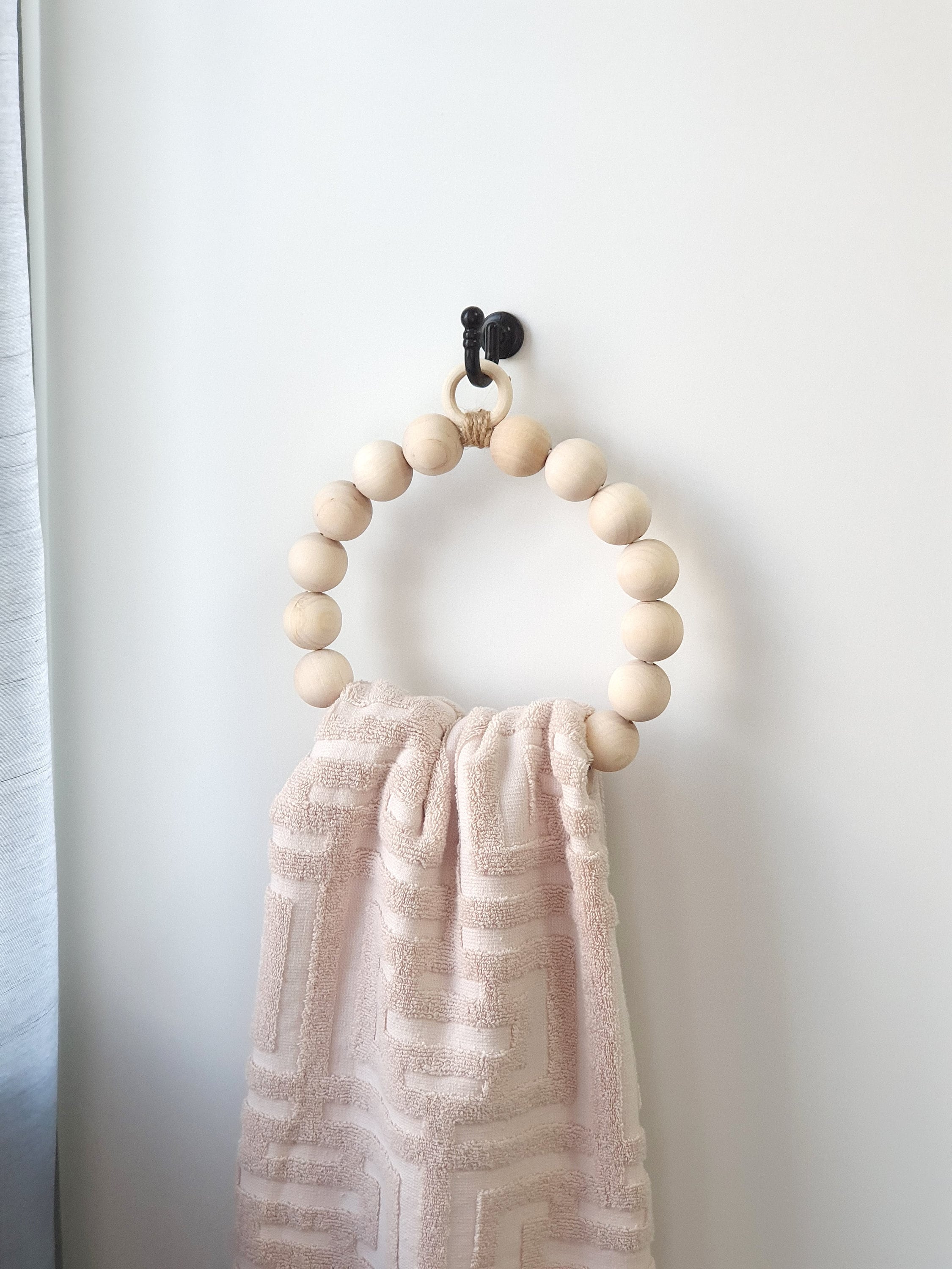 Round Towel Holder Wooden Beads Towel Storage Towel Rack - Etsy