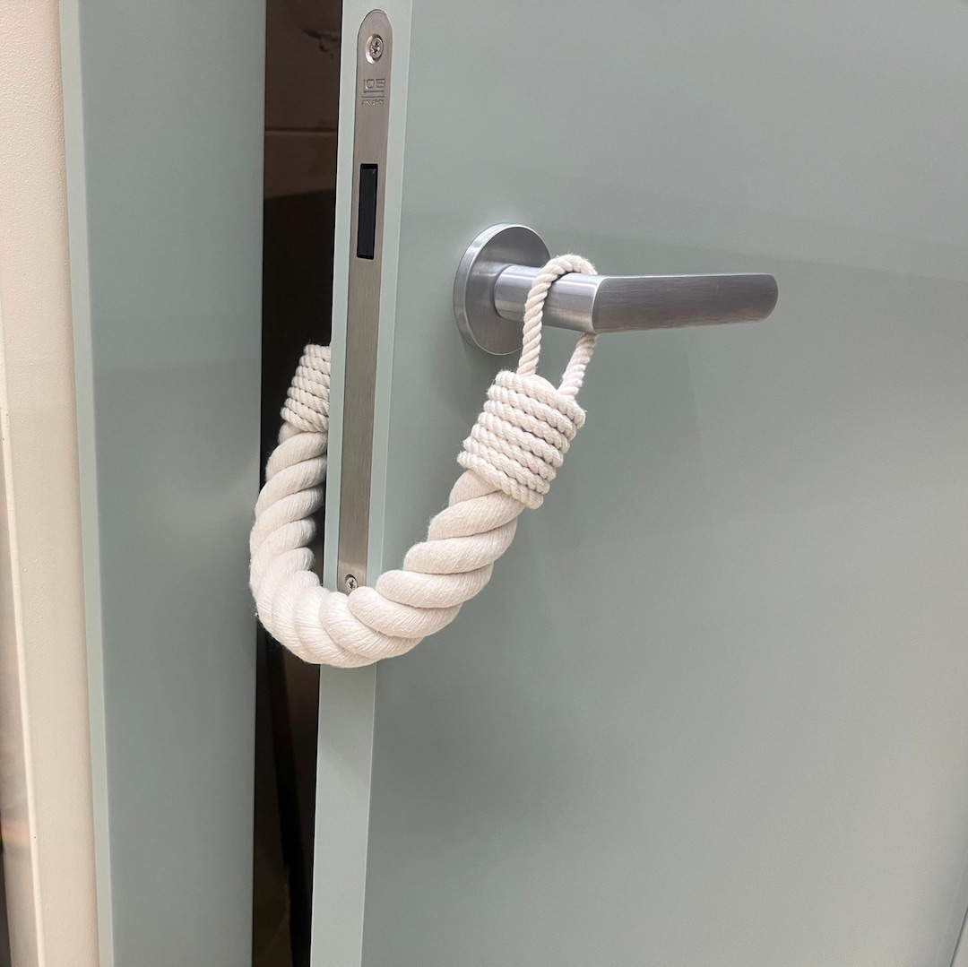 Chunky White Rope Door Stopper – Nautical Knot Door Weight, Coastal ...