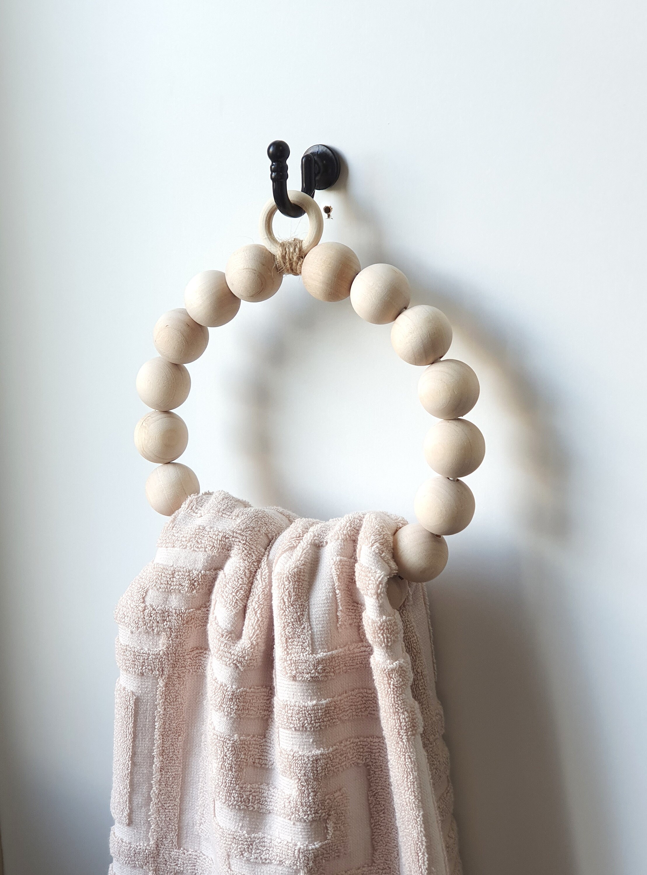 Round Towel Holder Wooden Beads Towel Storage Towel Rack - Etsy